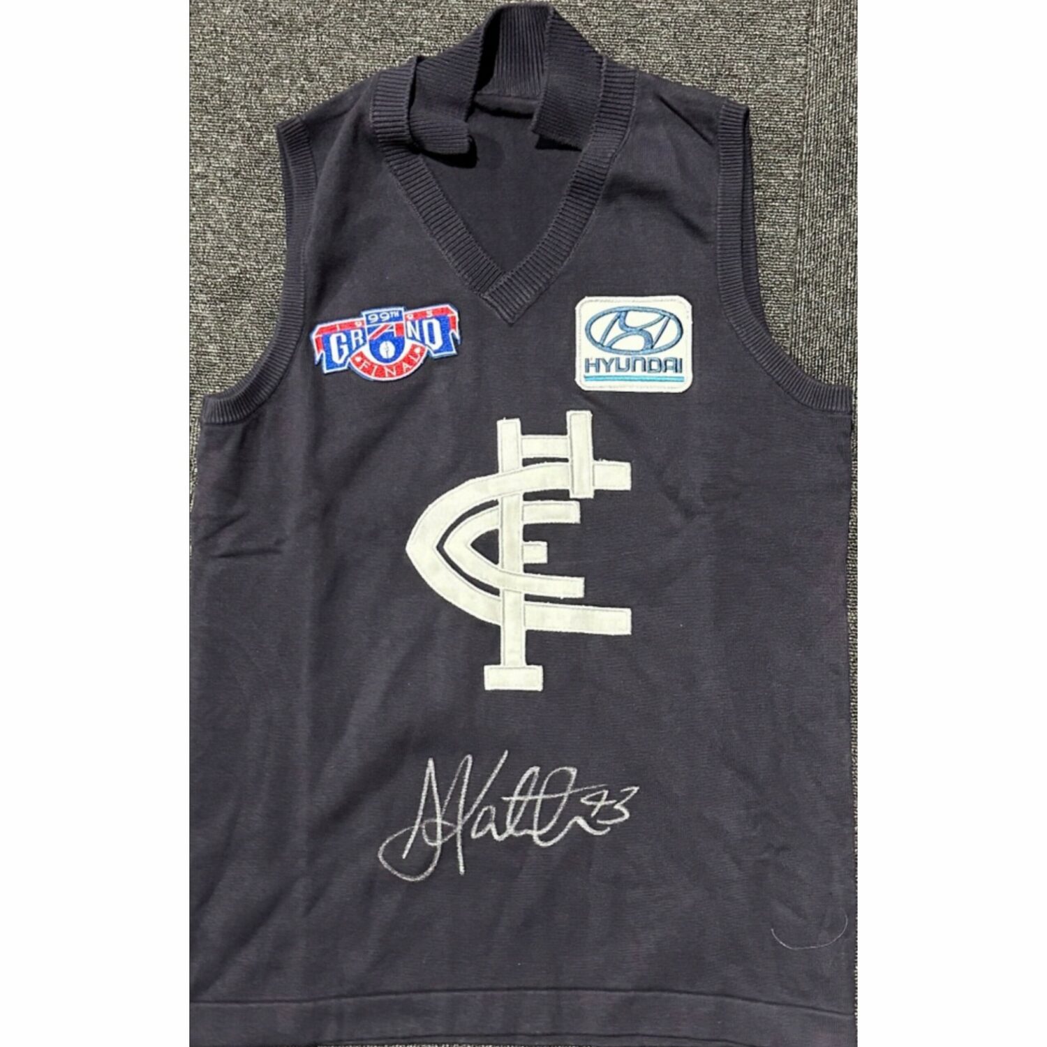 Carlton Anthony Koutoufides Signed 1995 Retro Woolen Premiership Jumper ...