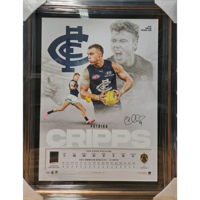 Patrick Cripps 2024 Brownlow Medal Signed With Piece Match Worn Jumper ...
